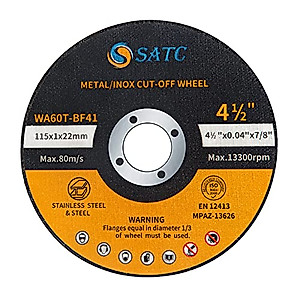 S SATC 4 1/2 Cut Off Wheel 50 PCS Cutting Wheels 4.5"x.040"x7/8" Angle Grinder Cutting Disc Ultra Thin Metal & Stainless Steel