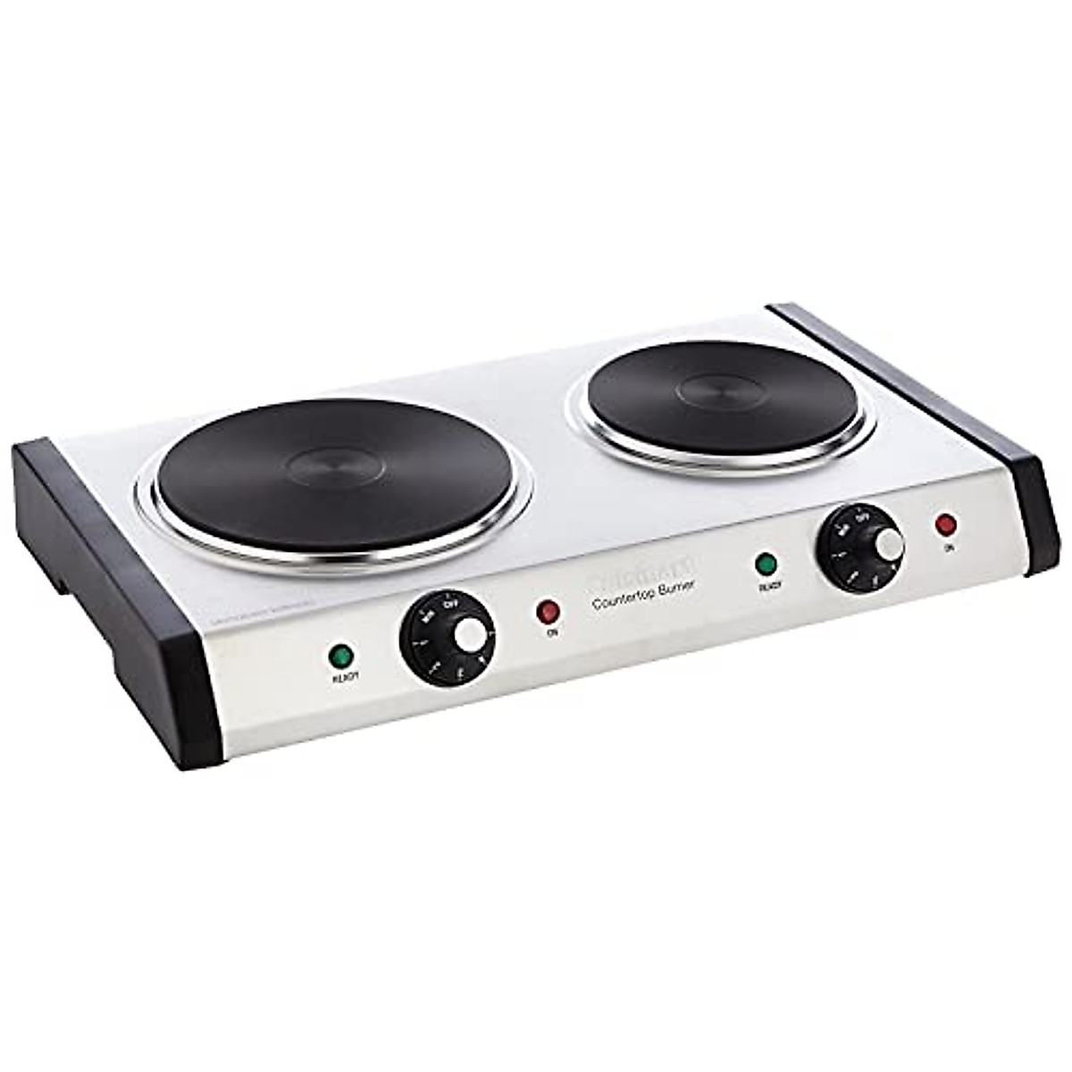 Cuisinart Cast-Iron Double Burner, 11.5"(L) x 19.5"(W) x 2.5"(H), Silver (Renewed)