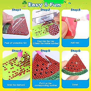 BABORUI 12Pcs Hawaii Diamond Painting Magnets, Beach Fridge Magnet Diamond Painting Kits for Adults Kids Toddlers, Small Magnets Diamond Art Kits for Crafts Home Decor