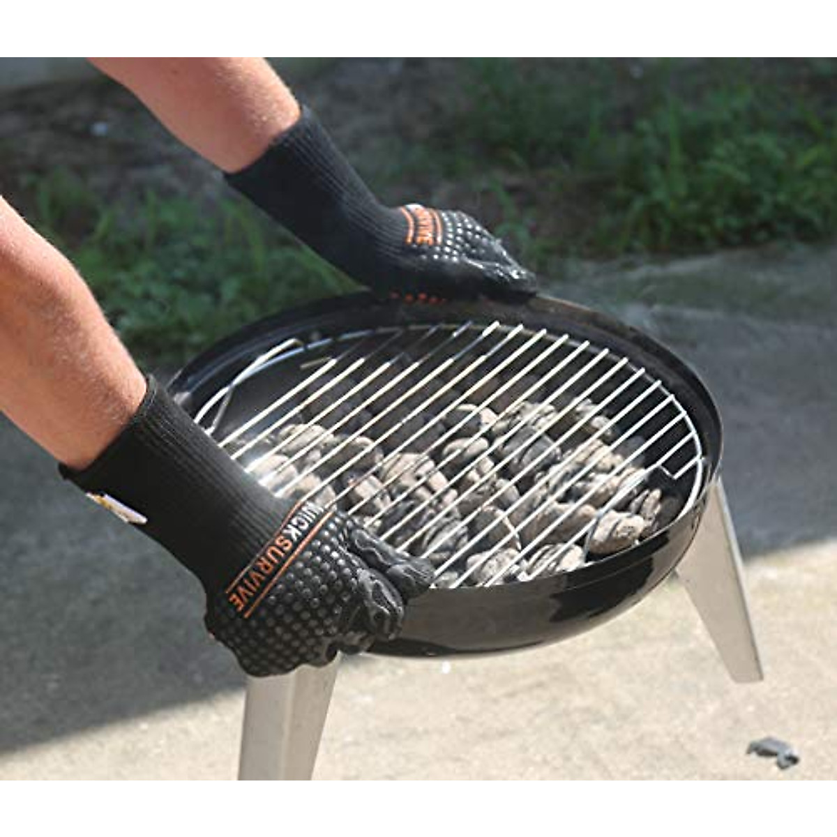 QUICKSURVIVE - Extreme Heat Resistant Glove up to 932F for BBQ, Grilling, Baking Fire Pit and Fire Place Fire Safety Glove ( 2 Gloves Total)