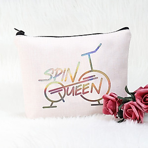 POFULL Cycling Bike Indoor Spin Class Workout Gift Spin Queen Cosmetic Bags Indoor Cycling Spinning Bike Gym Gift (Spin Queen bag)