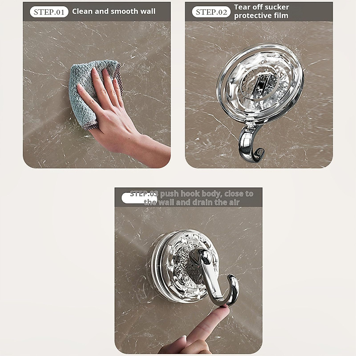 Tyozyw Retro Ripple Suction Cup, Suction Wreath Hanger for Glass Door, Window Suction Cups with Hooks, Suction Cup Towel Bar (Cream)