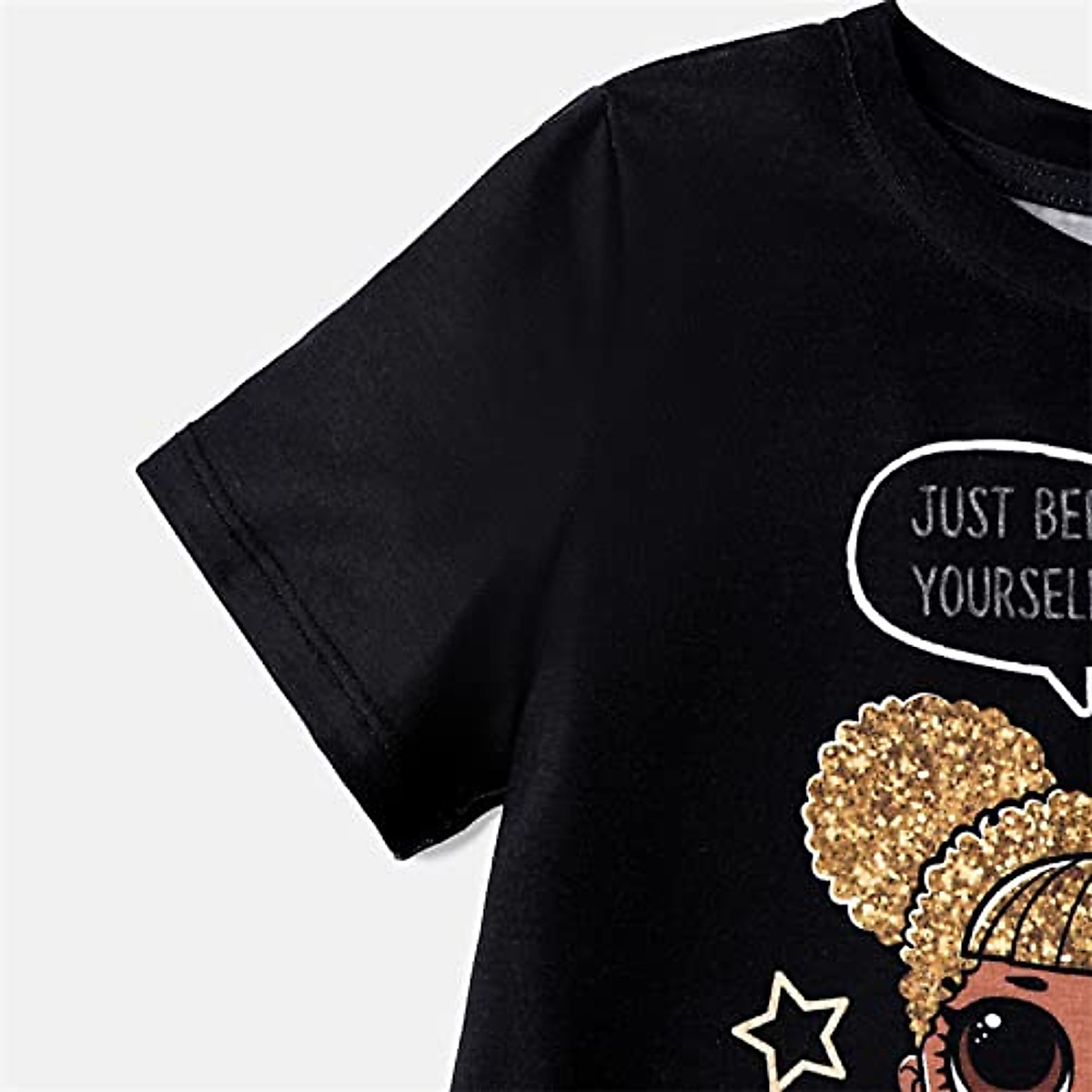 L.O.L. Surprise! Toddler Kids Girls Outfits Girls Shortsleeve Tops Tee Tshirt and Shorts Set Black 4-5 Years