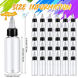 Gandeer 96 Pieces 2 oz Clear Dispensing Bottles Plastic Bottles with Twist Caps Twist Top Bottles Boston Round Bottles for Liquids Oils Inks Crafts Condiments(2 oz, 4.76 x 1.38 Inch)