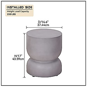 WILLIAMSPACE Lightweight Accent Table with Concrete Finish, Round Side Table End Table Garden Stool for Indoor, Outdoor - Anthracite Grey