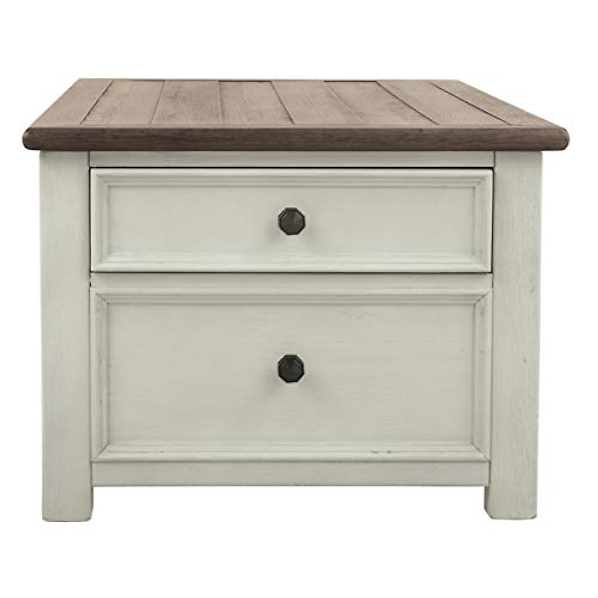 Signature Design by Ashley Bolanburg Farmhouse Lift Top Coffee Table with Drawers, Antique Cream & Brown