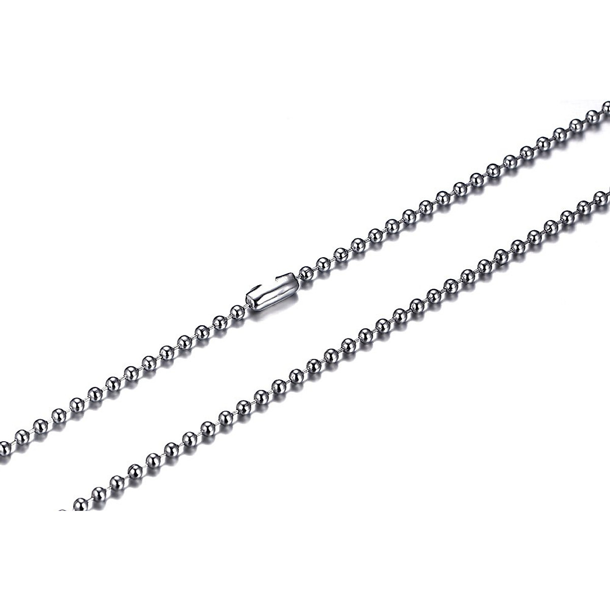 SINLEO Titanium Stainless Steel Small Beads Ball Chain Necklace for Men Women Dog Tag Link Chain Silver 2MM 24 Inches