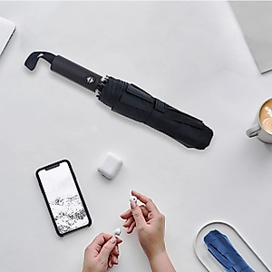 Pumi-geous Automatic Travel Umbrella Windproof Lightweight Strong Compact 8Ribs Collapsible Backpack Umbrella Suit For Adult (Light Purple)