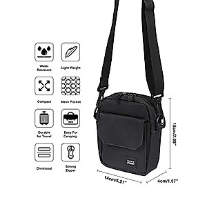 Black Small Side Shoulder Bag Crossbody Bag For Men Women Mini Messenger Bag Satchel Bag Travel Purse Wallet Passport Holder Bag, Cell Phone Purse Neck Pouch Wallet- Unisex