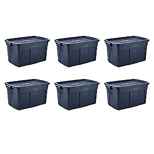Rubbermaid Roughneck️ Storage Totes 31 Gal, Large Durable Stackable Storage Containers, Great for Clothing, Seasonal Décor, Sports Equipment, and More, 6-Pack