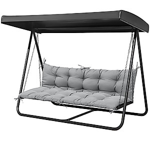 Crestlive Products Outdoor Porch Swing Cushion 60 Inch, Thicker 5" 2-3 Seater Waterproof Outdoor Furniture Cushion Replacement with Fixed Straps for Patio, Lawn, Outdoor, Backyard, Garden