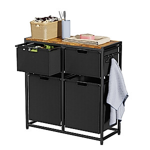 Monesti Laundry Hamper, Laundry Basket with Storage Rack, 4 Pull Out and Removable Laundry Sorter Bags. 50 Gallons (190 Liters), Laundry Hamper with 4 S-Hook for Bathroom, Bedroom Laundry Room.