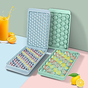 ZUJOE Ice Cube Tray, Ice Trays for Freezer With Lid and Bin Circle Ice Cube Mold Maker Round Ice Mold Cooling Cocktails, Whiskey, Tea, Coffee(3 Pack ice trays)