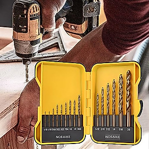 Cobalt Drill Bit Set,NOEAIKE 15-Pack M35 HSS Metal Drill Bits,Twist Jobber Length Cobalt Drill Bits Size 1/16"-3/8" for Hardened Steel,Stainless Steel,Cast Iron,Aluminum Alloy,Wood with Storage Case