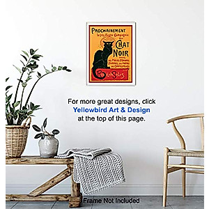 Le Chat Noir - The Black Cat - 8x10 Vintage French Poster Print - Steinlen Cats - Cat Wall Art - Cat Room Decor - Cat Lover Gifts for Women - Living Room Decor