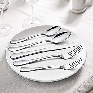 LIANYU 40-Piece Silverware Set with 8 Steak Knives, Silverware Utensil Drawer Organizer, Stainless Steel Cutlery Flatware Eating Utensils Set Service for 8, Dishwasher Safe, Mirror Polished