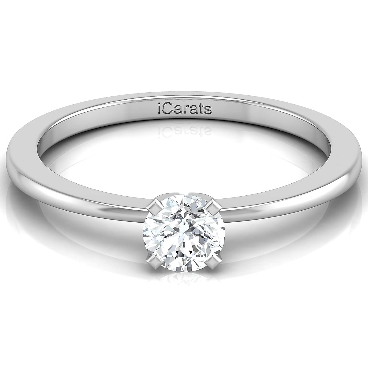 iCarats 14K Gold Diamond Solitaire Ring Wedding Engagement Ring Band For Women Jewelry - White Gold - 0.30 Ct - Size 7