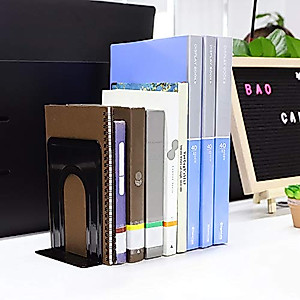 Jekkis 20pcs Bookends Metal Book End 6.6"x 5.7"x 5" Black Heavy Duty Bookends for Shelves Nonskid Bookend Supports Plain Large Bookends, Library Office Home, 10 Pair