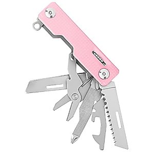 FantastiCAR 9 in 1 Multi-tool, EDC Folding Pocket Knife with Saw for Daily Needs, Outdoor Activities, Christmas Gifts (Pink)