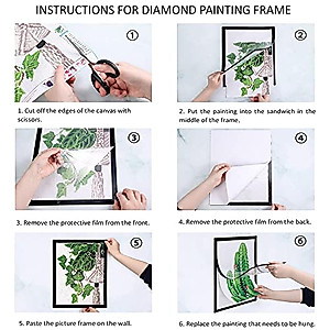 Diamond Painting Frames, 12x16 Picture Frame Set of 6, Self Adhesive Magnetic Poster Photo Frames, Black Diamond Art Frame for Wall Deco