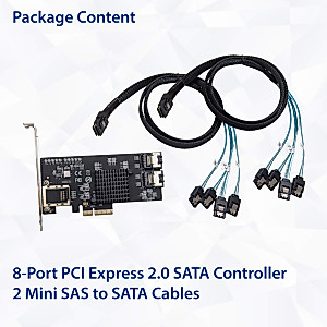 Syba 8 Port SATA III Non-RAID PCI-e x4 Controller Card Supports FreeNAS and ZFS RAID - Includes Mini SAS to SATA Breack Out Cables (SI-PEX40137)