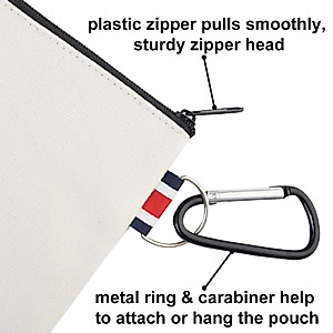 Muka 12 Pack Coin Purse & Metal Clip 4-1/4 x 4-1/4 Inches Natural Cotton Canvas Zipper Pouch