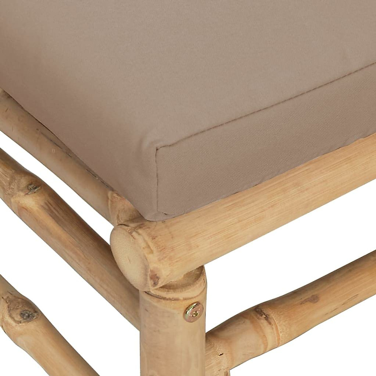 YAFF Patio Footstool with Taupe Cushion Bamboo