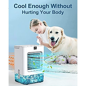 Portable Air Conditioners Fan, 700ml Evaporative Air Cooler, 7 Colors Light 3 Speeds Small Personal Air Conditioner, Quiet Mini Air Conditioner with Humidifier for Room Office Desk Camping
