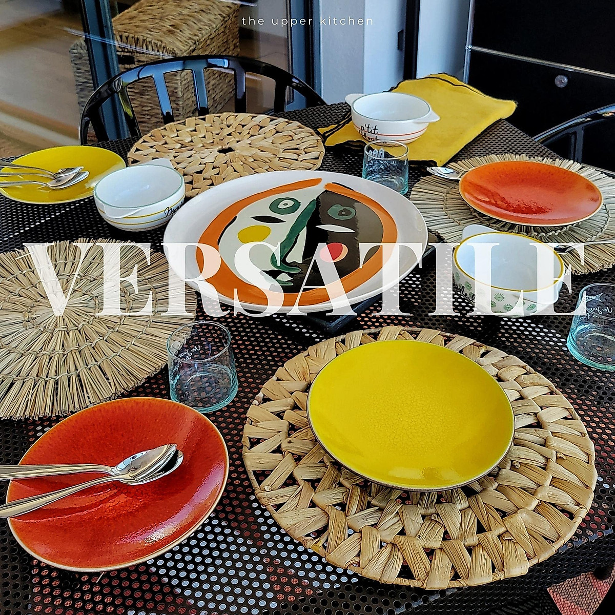 The Upper Kitchen Chargers for Dinner Plates – 14 inch Water Hyacinth Placemats, Woven Placemats, Rattan Chargers, Boho Charger Plates, Plate Chargers