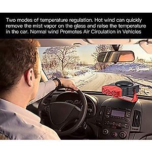 Car Heater 12V,2 in1 Fast Heating Defrost Defogger for Car Windshield, Portable Car Heater Defroster That Plugs into Cigarette Lighter with 180° Rotating Base, 150W Car Heating and Cooling Fan