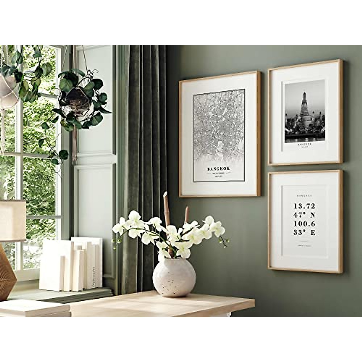 Dear Mapper Bangkok Thailand View Abstract Road Modern Map Art Minimalist Painting Black and White Canvas Line Art Print Poster Art Print Poster Home Decor (Set of 3 Unframed) (12x16inch)