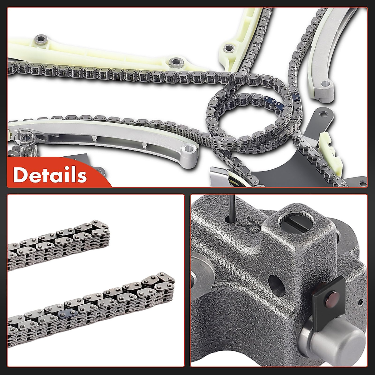 A-Premium 10PCS Engine Timing Chain Kit [fits SOHC, 8Cyl 4.7L] Compatible with Dodge Dakota 00-07, Durango 2000-2008, Ram 1500 02-07 & Jeep Commander, Grand Cherokee 99-06 & Mitsubishi Raider 06-07