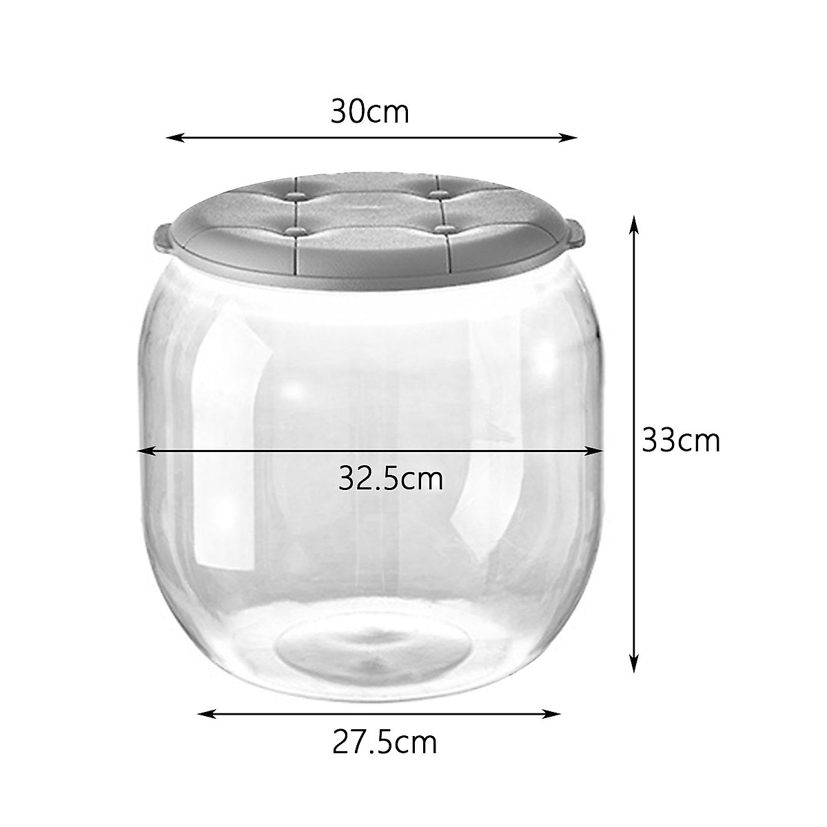 Baoblaze Clear Toy Storage Organizer, Shoe Stool, Dustproof, Portable for Living Room Bedroom Kids Room Indoor, Round Gray