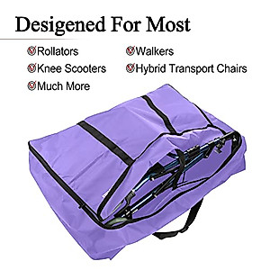 Travel Bag for Rollator Walker - Rollator Travel Bag - for Folding Walkers Compact Wheelchair Transport Chair Folding Walker Bag Portable Extra - Large Carry Bag Nylon Walker Bag OneSize Purple