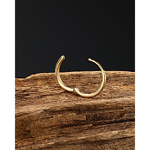 Jewseen 14K Gold Tiny Hoop Earrings Huggie Hoop Earrings 20G Small Endless Hinged Hoops for Earlobe 6mm 8mm 10mm Septum Hoop Septum Ring Cartilage Helix Earrings Nose Hoop for Women Men