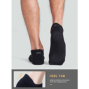 CS CELERSPORT Cushion No Show Tab Athletic Running Socks for Men and Women (6 Pairs),Small, Black