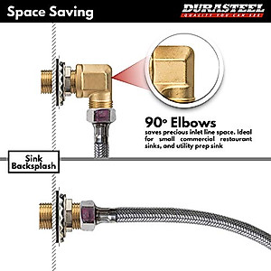 DuraSteel Wall Mount Faucet Installation Kit - Commercial Kitchen No Lead Faucet Mounting Adapter Set for 1/2-inch IPS Female Inlet - Space Saving Backsplash Kit