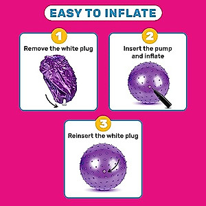 Bedwina Big Knobby Balls - (Pack of 5) 18 Inch Fun Bouncy Balls for Toddlers and Kids – Plus Added Hand Air Pump, Great for Tactile Sensory Balls, Spiky Stress Ball, Fidget Toys, and Party Favors