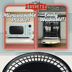 Plastic Fast Food Baskets - HUGE 12" x 9" Food Baskets For Serving - Reusable Foodservice Restaurant Diner Burger Fish Chip Sandwich Plates Tray Platter (12 Pack, Black)