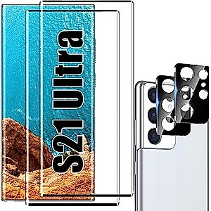 [2+2 Pack]Galaxy S21 Ultra Screen Protector, 9H Tempered, Ultrasonic Fingerprint Support, Samsung Galaxy S21 Ultra 5G Glass Screen Protector