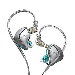 CCA NRA in Ear Monitor Earbuds Musicians Wired in-Ear Earphones Isolation Headphones for Cellphones Laptops Tablet Telephones, Gaming, Video, Music, Calling (Cyan, Without mic)