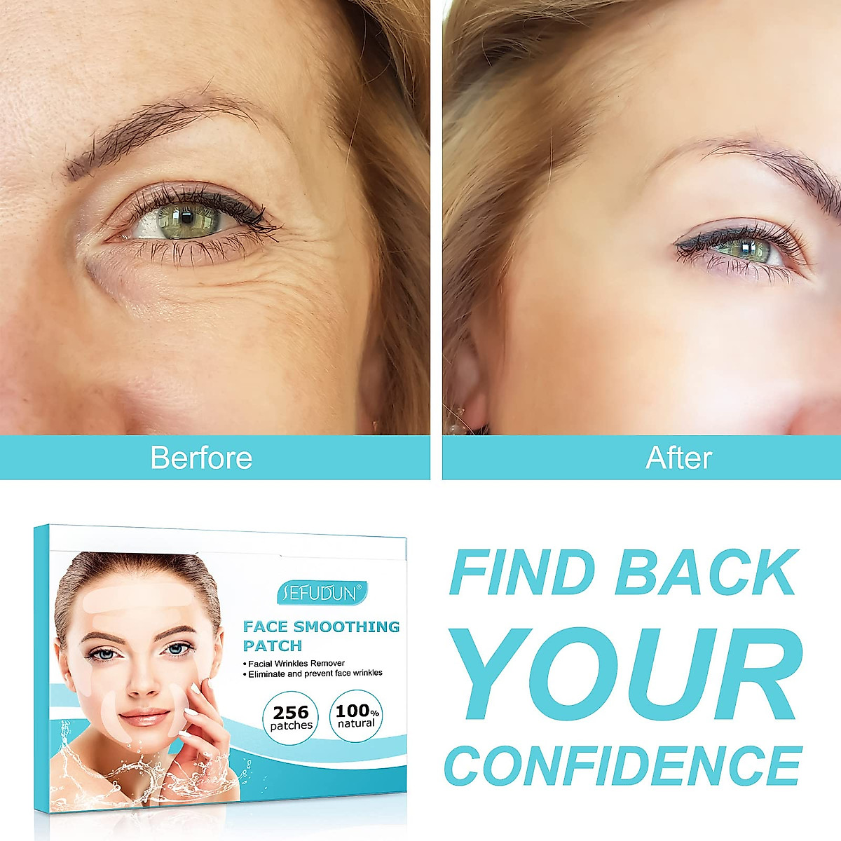 SUPSERSR Face & Forehead Wrinkle Patches,Silicone Face Patches for Wrinkles, Anti Frowns Smooth Eye & Mouth Wrinkle, Overnight Facial Patches Reduce Fine and Smile Line 256pcs