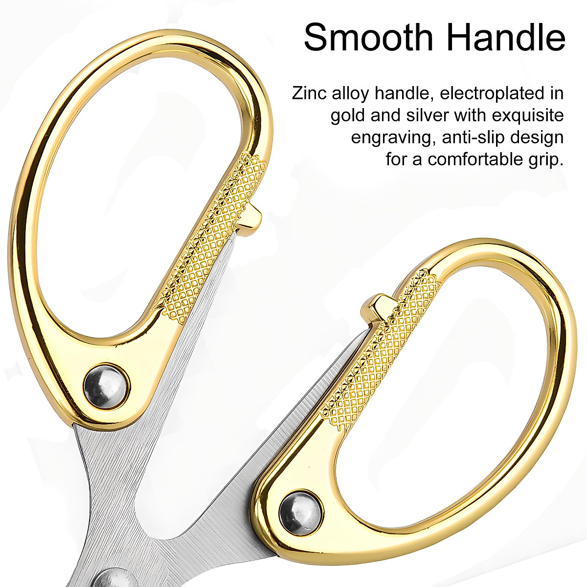 Premium 4.72-inch All Stainless Steel Office Scissors, Ultra-Sharp Multi-Purpose Shears for Fabric, Crafts, and General Use, Gold and Silver