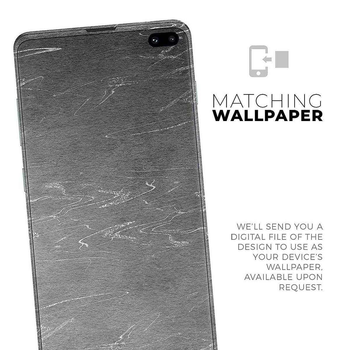 DesignSkinz Dark Silver Marble Swirl V8 Protective Vinyl Decal Wrap Skin Cover Compatible with The Samsung Galaxy S20 (Screen Trim & Back Glass Skin)