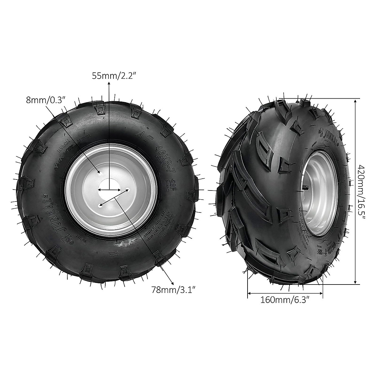 YC Yier Rear Differential Axle Kit 48V 1000W Electric Motor Controller Hydraulic Brake 16x8-7 Wheels Tires DIY Parts For Go Kart Golf Cart ATV Quad Buggy Trike Tricycle 4 Wheeler Dolly (40" Axle)