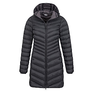 Mountain Warehouse Florence Womens Long Jacket - Padded Winter Coat Jet Black 10