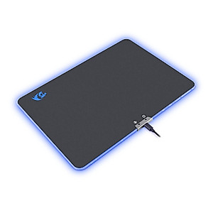Redragon P010 Gaming Mouse Pad, RGB LED Lighting Effects, Wired, Hard Non-Slip Rubber Low Friction Surface Mouse Mat for MMO Computer Windows PC Gamers (13.8 x 9.8 Inch)