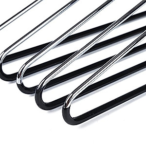 30 Quality Heavy Duty Metal Coat Hangers with Black Rubber Coating for Non Slip Pants (30)