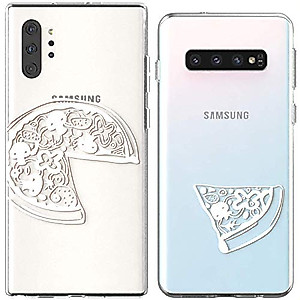 Toik Matching Couple Cases for Apple iPhone 11 Pro Xs Max Xr 10 X 8 Plus 7 6s 5s SE Cover Girlfriend Cute Anniversary Boyfriend Sketch Slice Pizza Slim Drawing Design Simple BFFs Protective Flexible