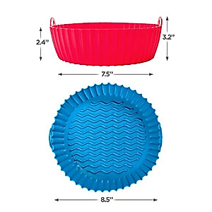 CJ Cooks Air Fryer Liners – 2pcs Air Fryer Silicone Liners – Sustainable and Reusable Air Fryer Liners – Food-Grade and Heat-Resistant Silicone Air Fryer Liners and Oven Mitts – 8.5-inch